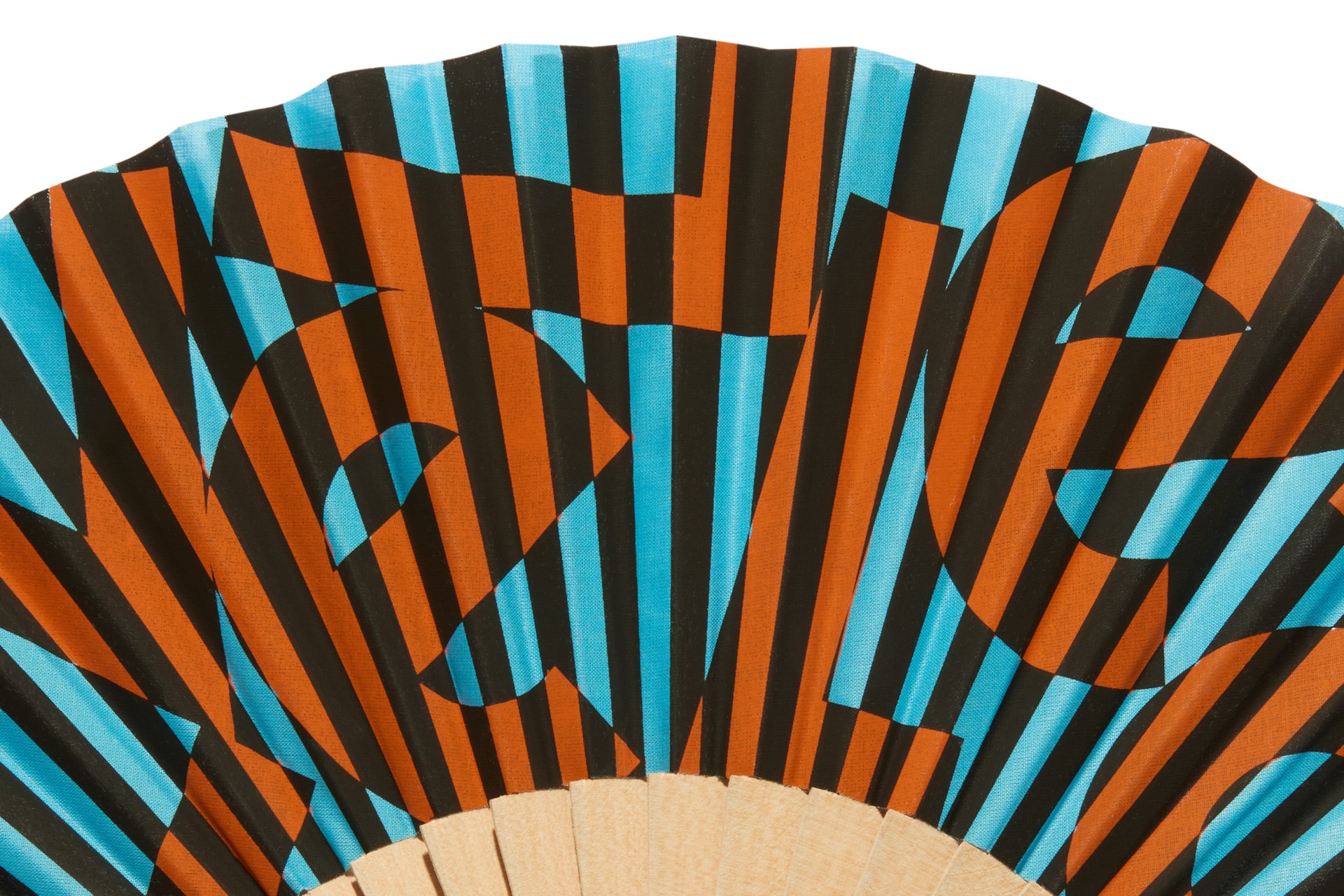 Anamorphée x Duvelleroy Éventail orange et turquoise - Édition Limitée